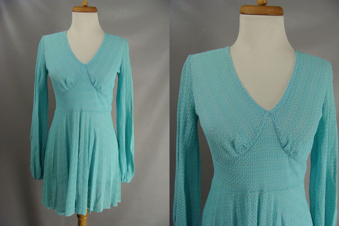 60s Short Blue Mesh Mini Pool Dress Beach Coverup. 70s Sands Hotel ...