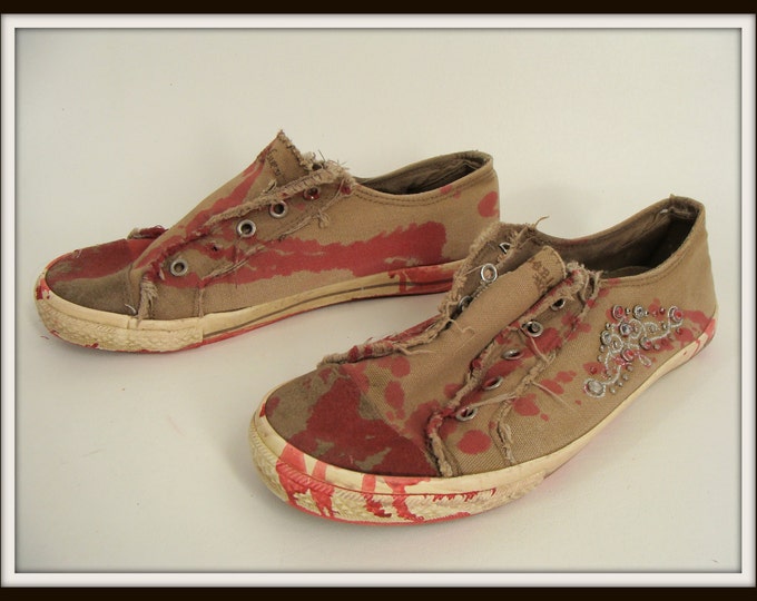 Custom Made Bloody Tan Slip on ZOMBIE SHOES Halloween Costume - Etsy