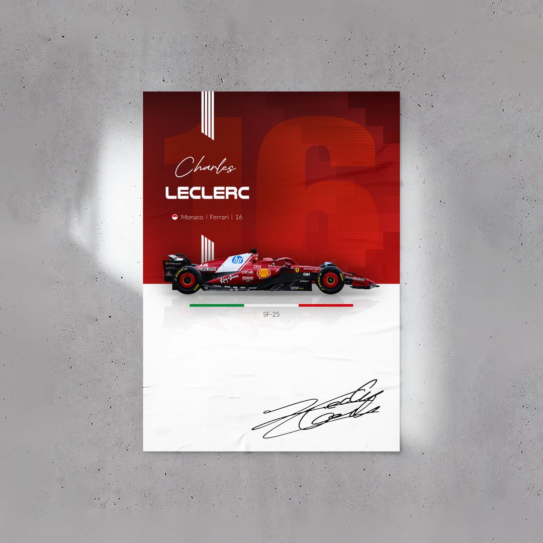 Charles Leclerc – Ferrari F1 Poster With Signature | Formula 1 Wall Art ...