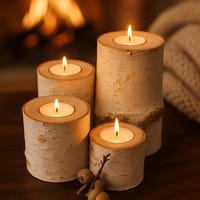 10 Birch Candle Holders Personalised Natural White Birch Wood Candle ...