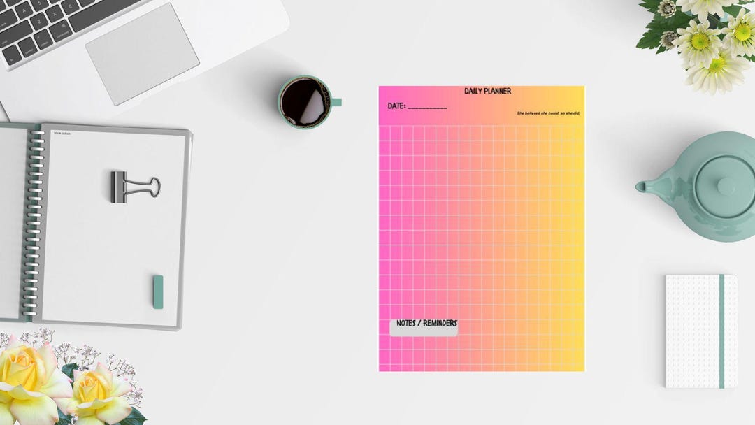 Printable Daily Planner | Colorful Productivity Planner | Instant ...