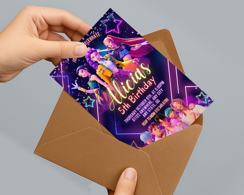 KPOP Demon Hunters Invitation EDITABLE K Pop Birthday Invitation KPOP ...