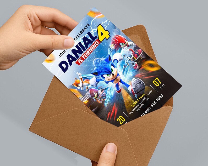 Sonic Birthday Invitation, Editable Canva Template (digital Download ...