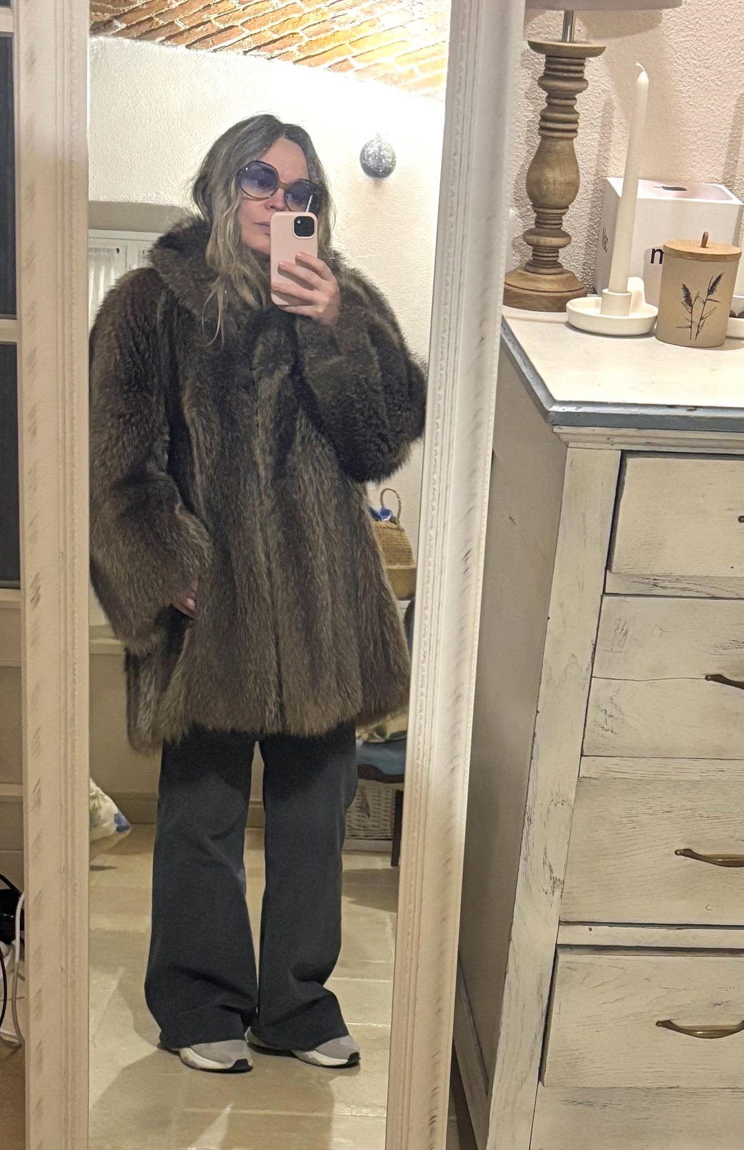 Vintage Raccoon Fur Coat - Brown & Beige Shades, 70s Style - Etsy