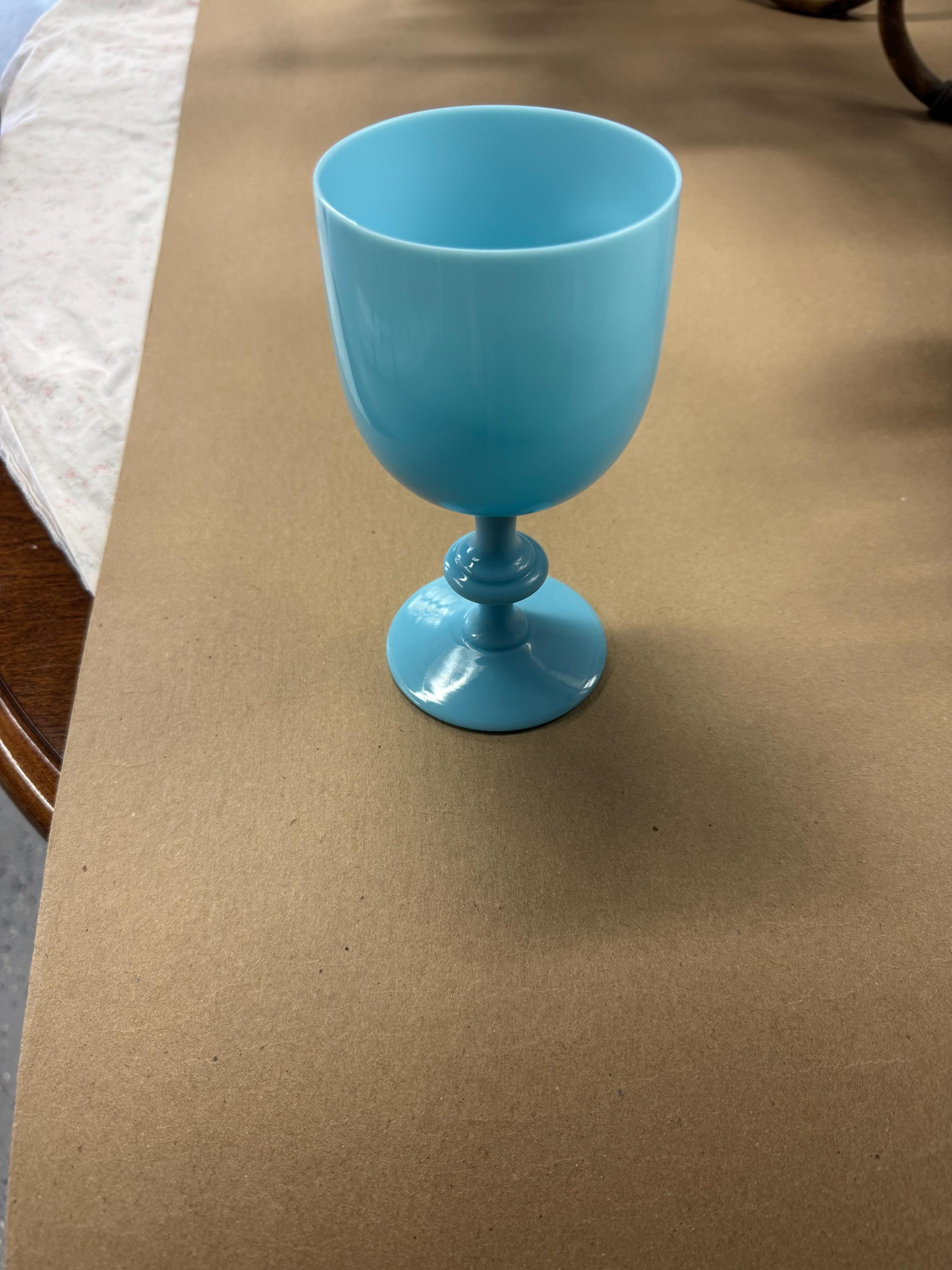 Vintage French Opaline Water or Wine Goblet: Portieux Vallerysthal Blue ...