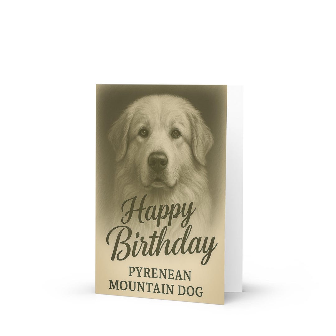 Pyrenean Mountain Dog Happy Birthday Card | Great Pyrenees Greeting ...
