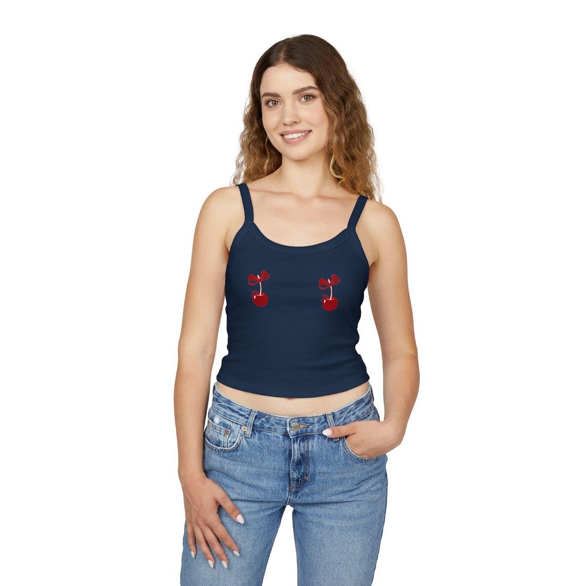 Cherry Tank Top, Cute Red Women's Spaghetti Strap, Summer Shirt, Fruit ...