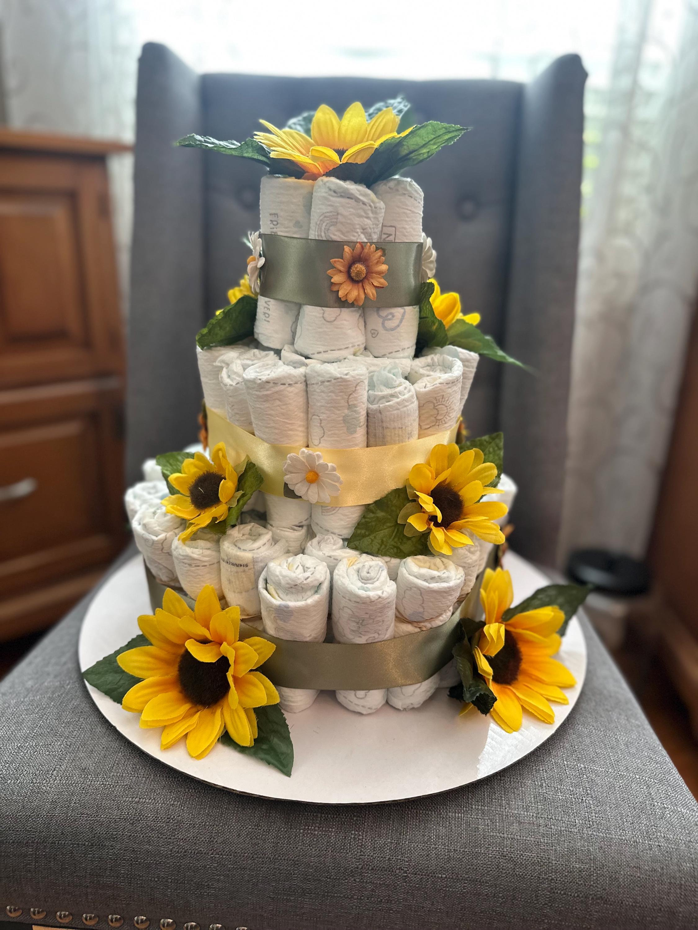 Gender Neutral 3-tier Diaper Cake: Classic Baby Shower Centerpiece - Etsy
