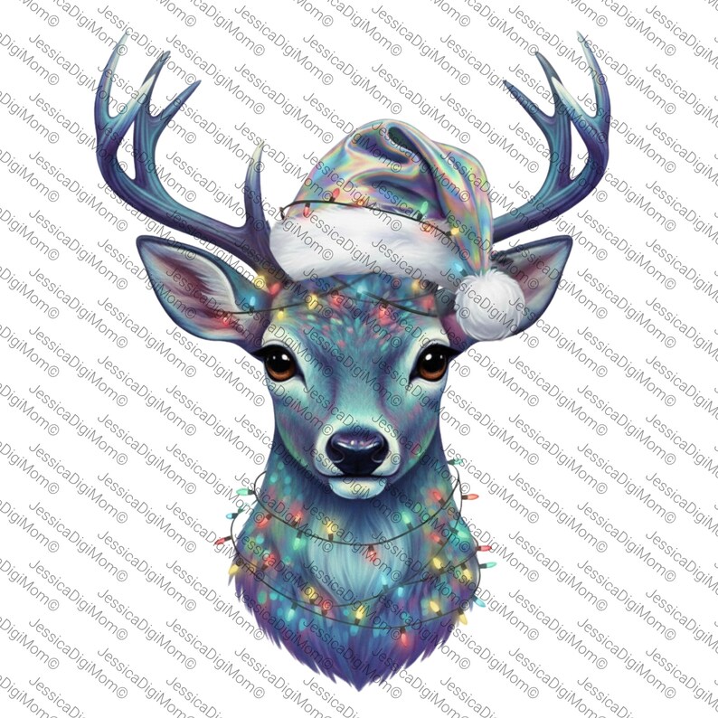 Iridescent Deer Face PNG Clipart | Holographic Christmas Reindeer ...