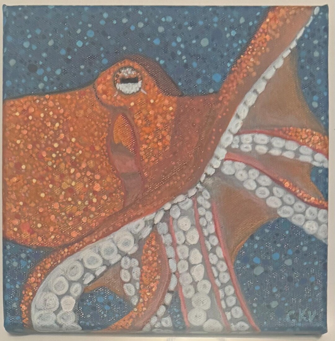 Pointillistic Pacific - 2024 Octopus Painting – Original Acrylic on 3/4 ...