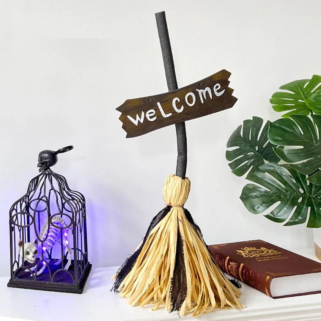 Halloween Animated Witch Broom Light-up Moving Sound Witch Decor Indoor ...