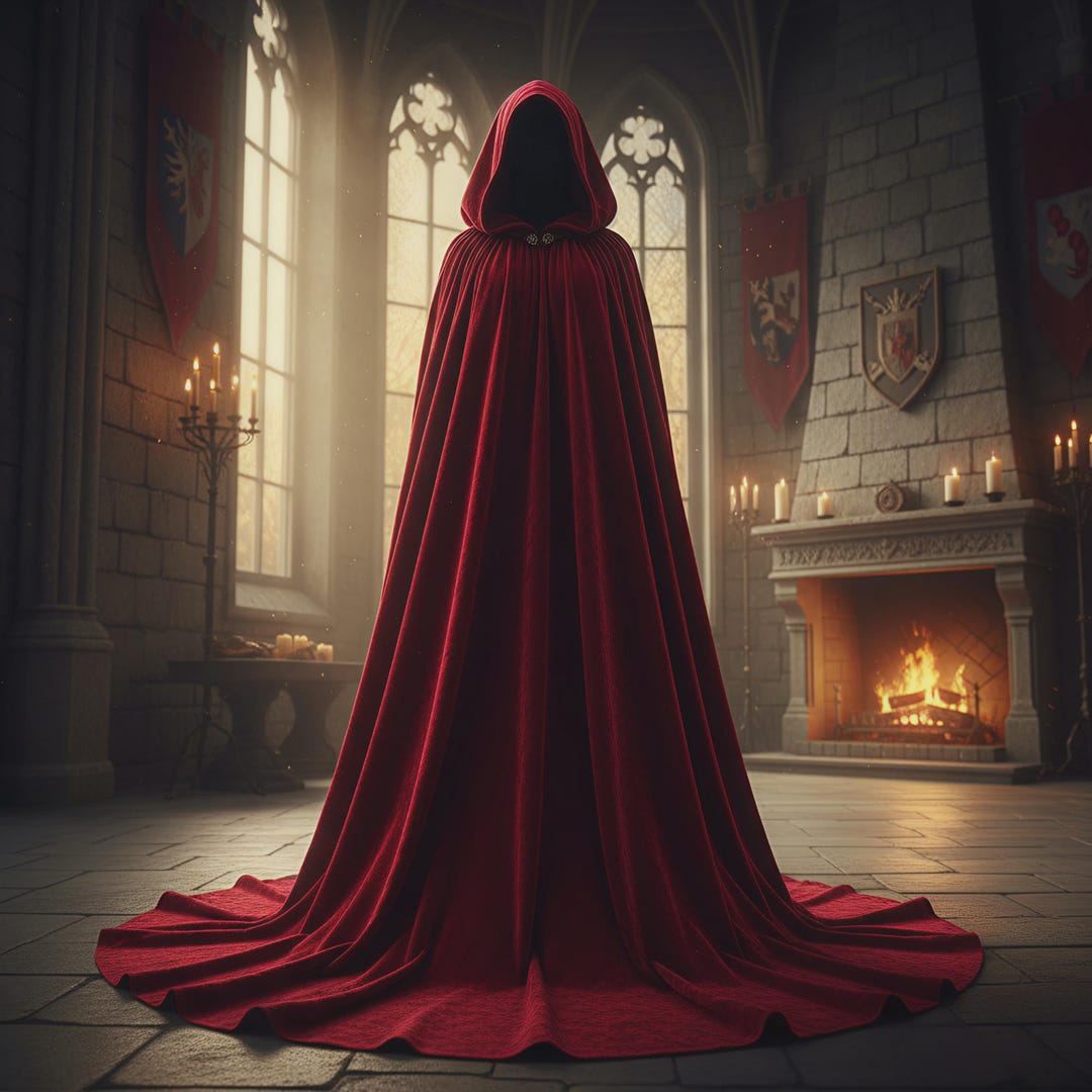 Red Velvet Full Body Circle Hooded Cloak for All, Renaissance Gothic ...