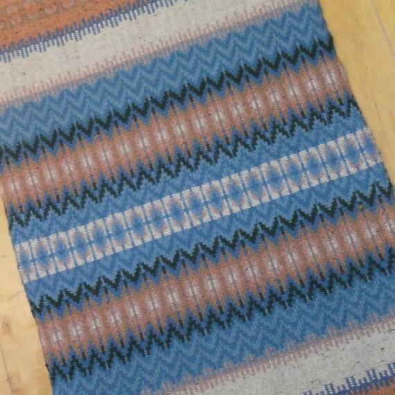 E637 Boundweave Rug Peach & Blue Floor or Wall Hanging Zen - Etsy