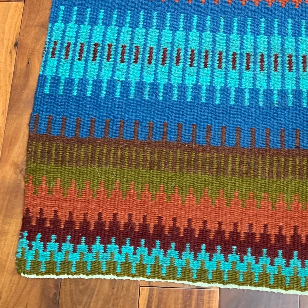 E1341 Boundweave Krokbragd 100% Wool Accent Floor Rug or Wall Hanging ...