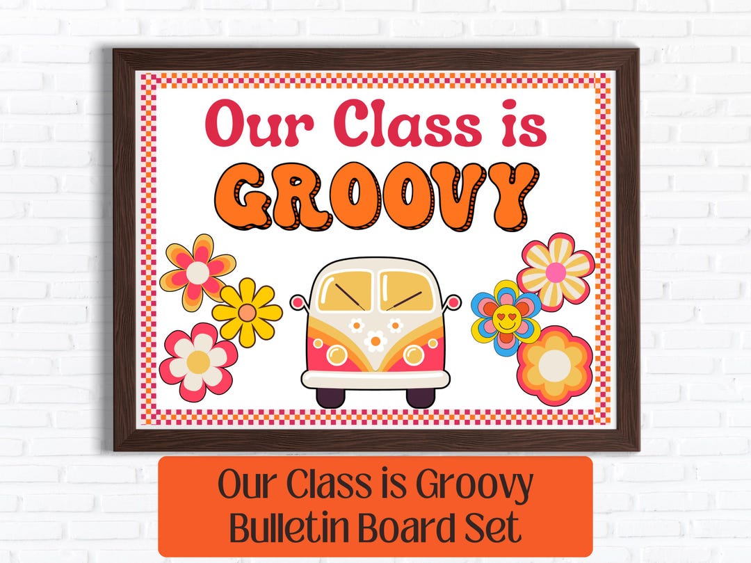 Groovy Retro 70s Hippie Bulletin Board Kit | Digital Download - Etsy