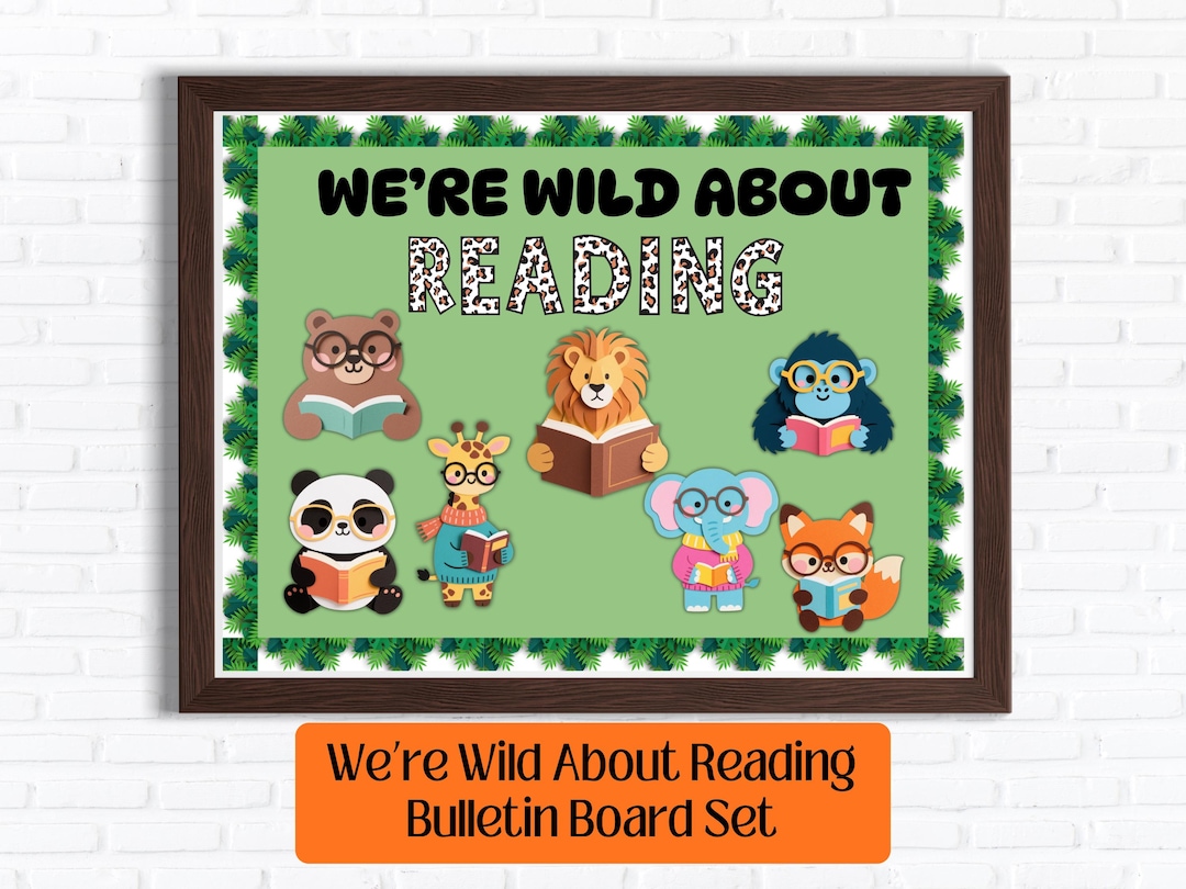 Wild About Reading Bulletin Board Set | Safari Jungle Classroom Decor ...