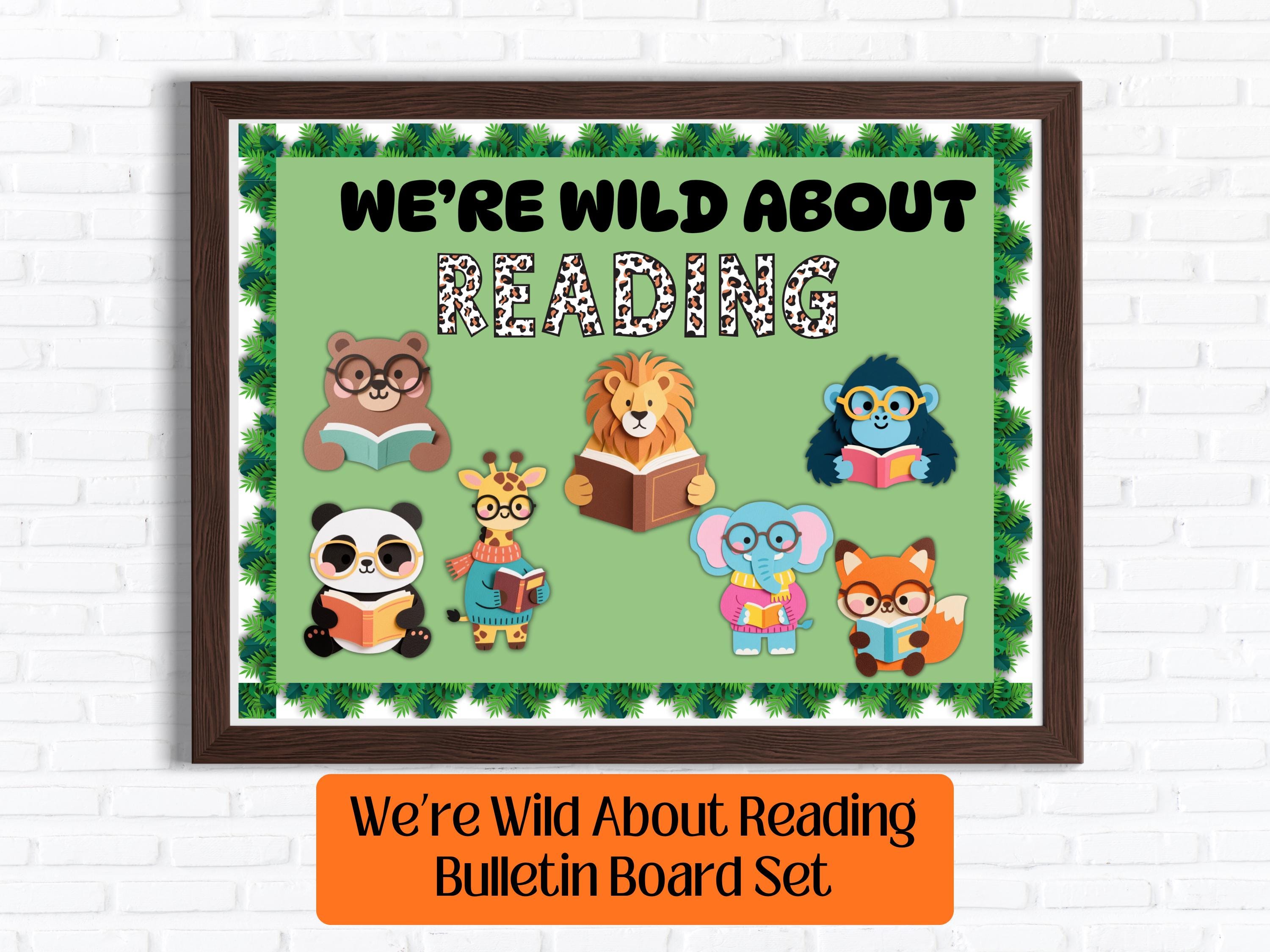 Wild About Reading Bulletin Board Set | Safari Jungle Classroom Decor ...