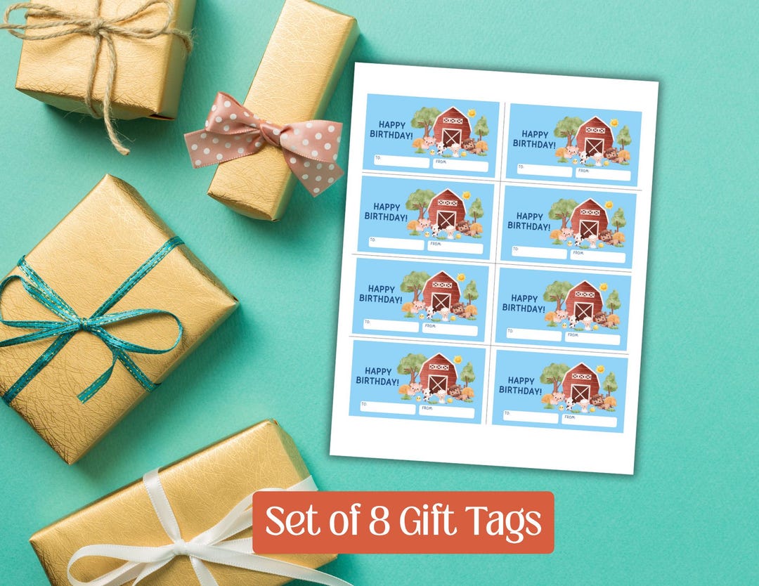 Printable Gift Tags | Farm Animals Birthday | Instant Download ...