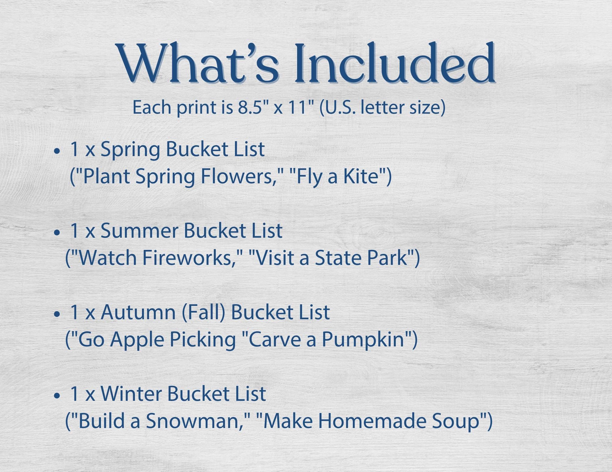 Four Seasons Bucket List Bundle: Family Activity Printables (digital ...