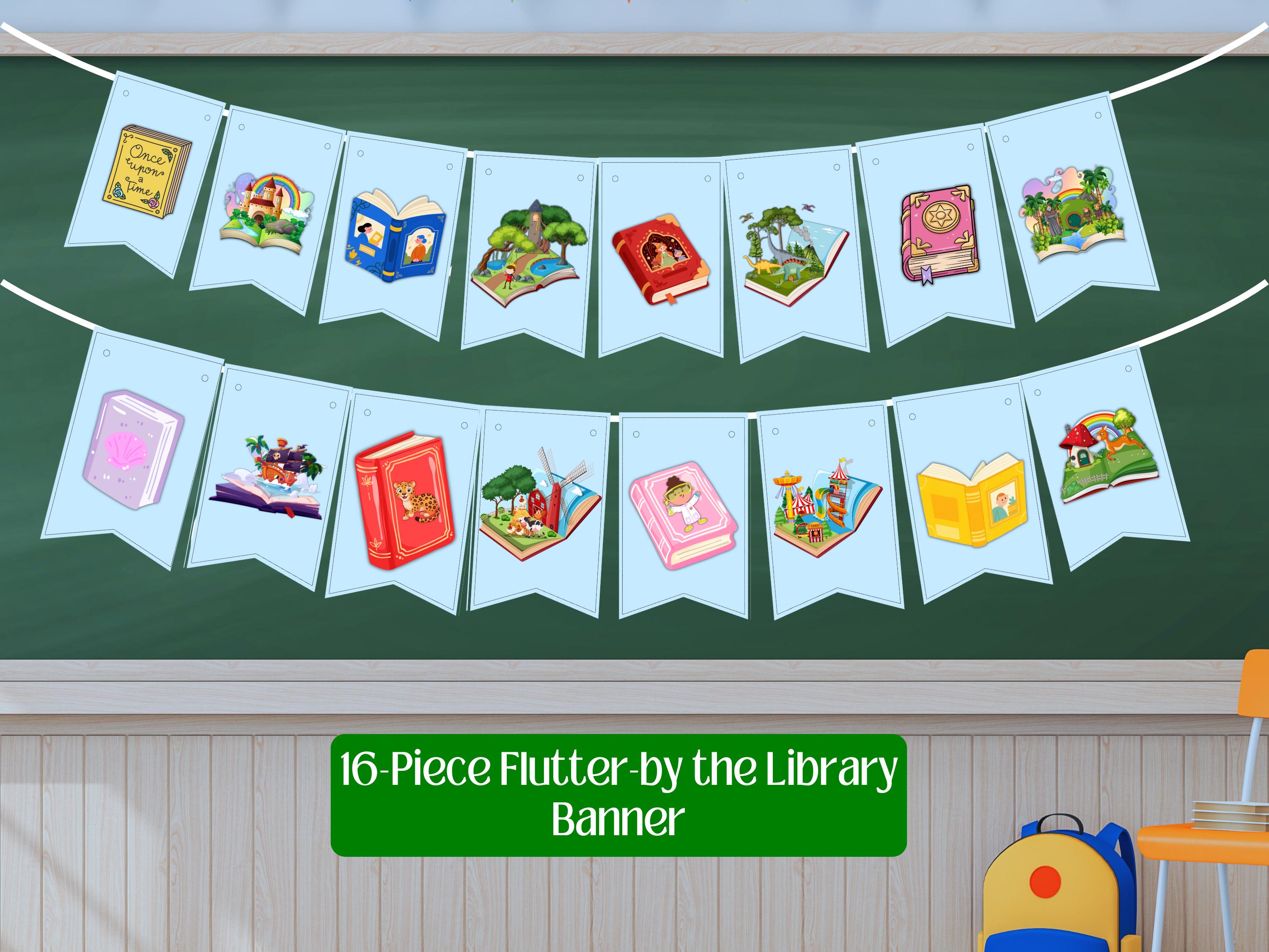 Library Bulletin Board Set | "flutter by the Library" | Butterfly Door ...