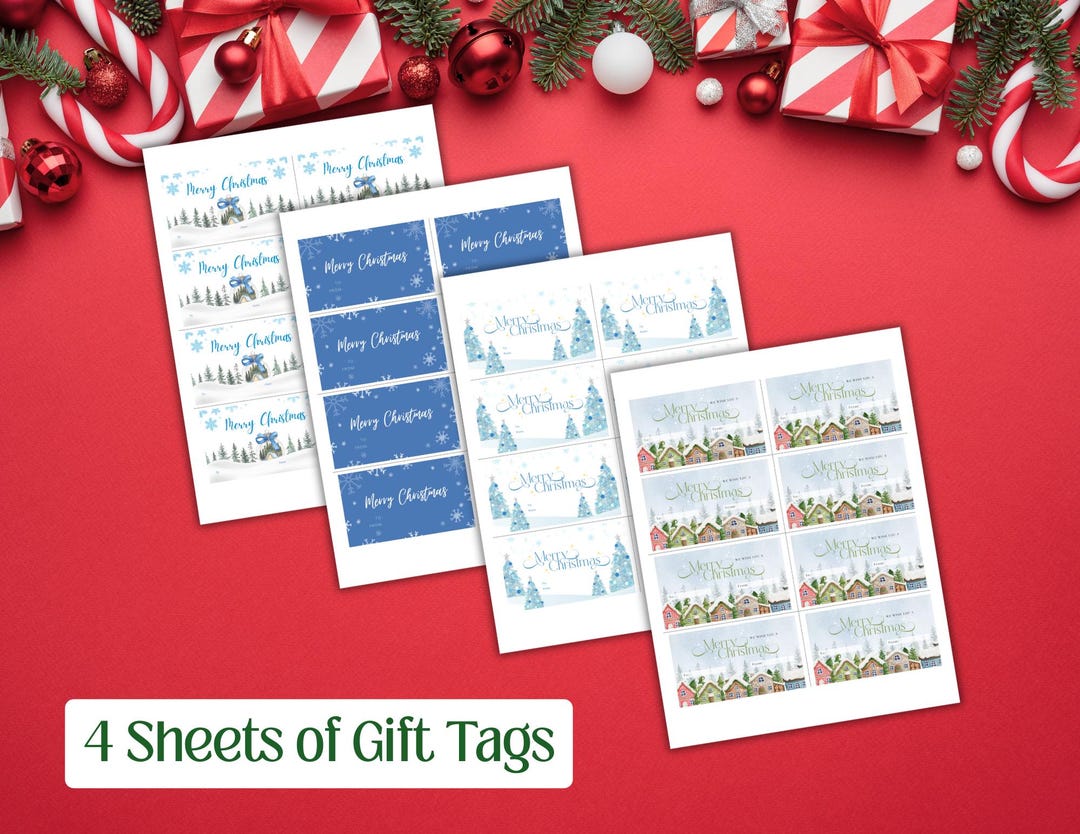 Printable Christmas Gift Tags | Blue Christmas Present Labels | Digital ...