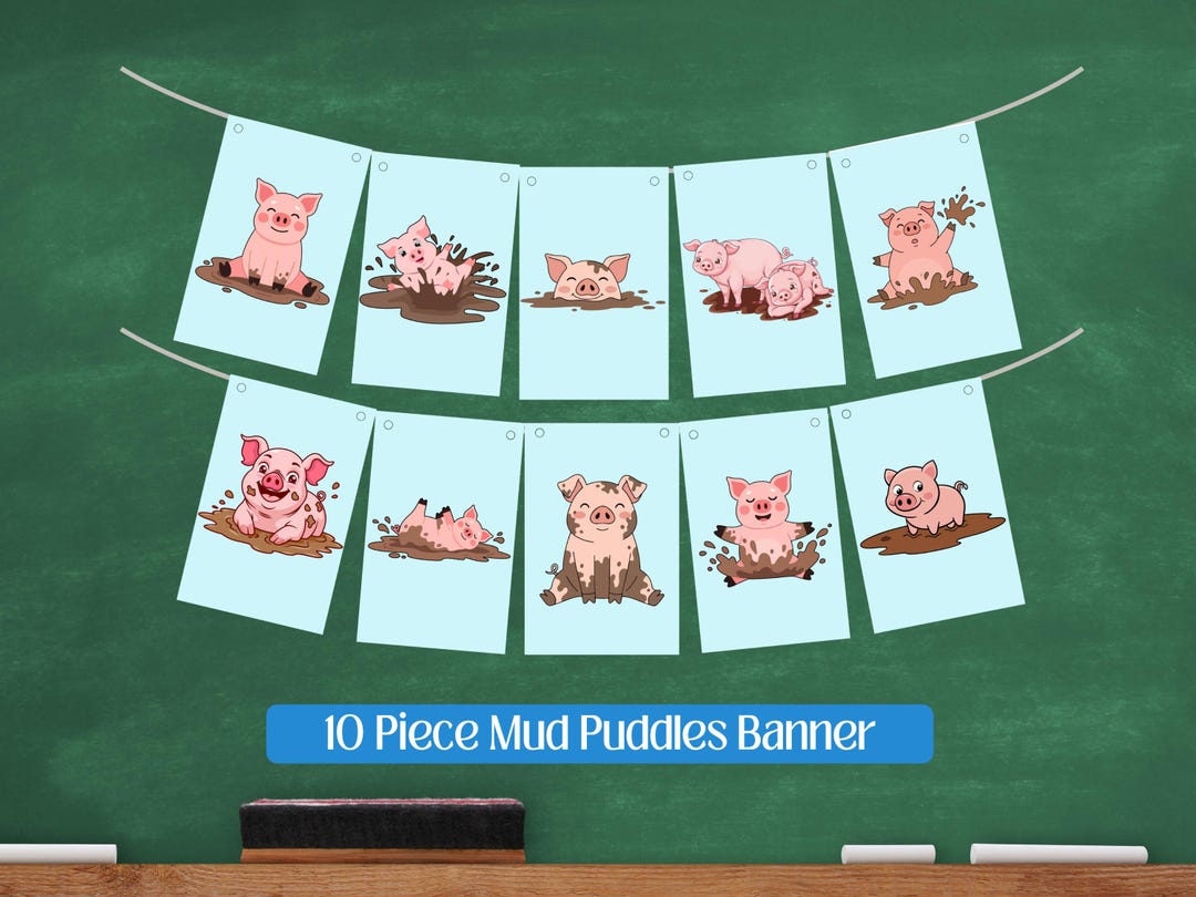 Spring Printable | Pigs in Mud Puddles Printable Banner | Digital ...