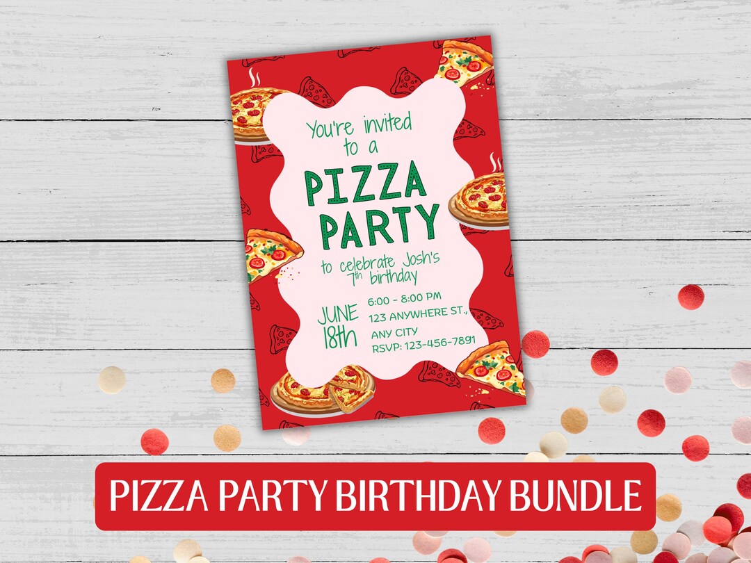 Pizza Party Birthday Kit, Custom Printables (digital Download) - Etsy