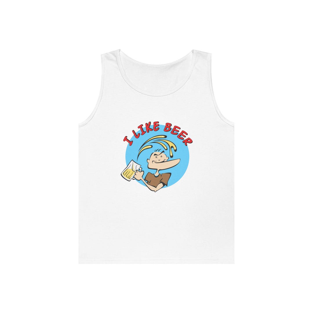 I Like Beer Cartoon Guy Tank Top | Retro Beer Drinking Design - Etsy