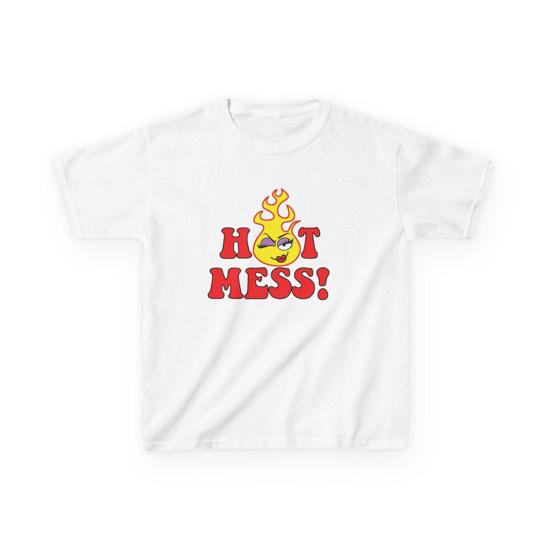 Kids T-shirt, Funny Hot Mess Flame Cartoon Tee, Children's Shirt, Kids ...
