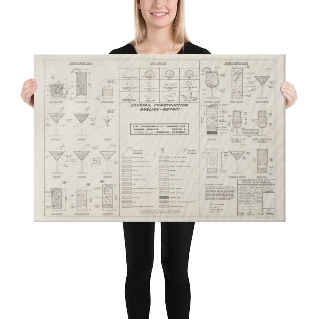 Cocktail Construction Chart Canvas Print - Etsy