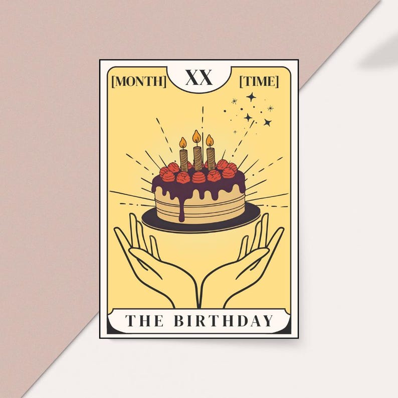 Tarot Card Birthday Invitation Template, Editable Canva Party Invite ...