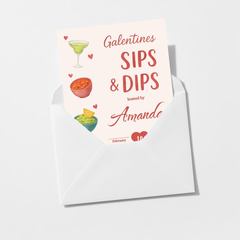 Galentines Sips and Dips Invitation, Girls Night Party Invite ...