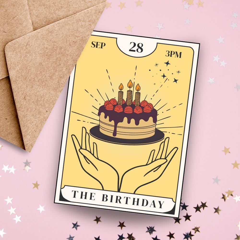 Tarot Card Birthday Invitation Template, Editable Canva Party Invite ...
