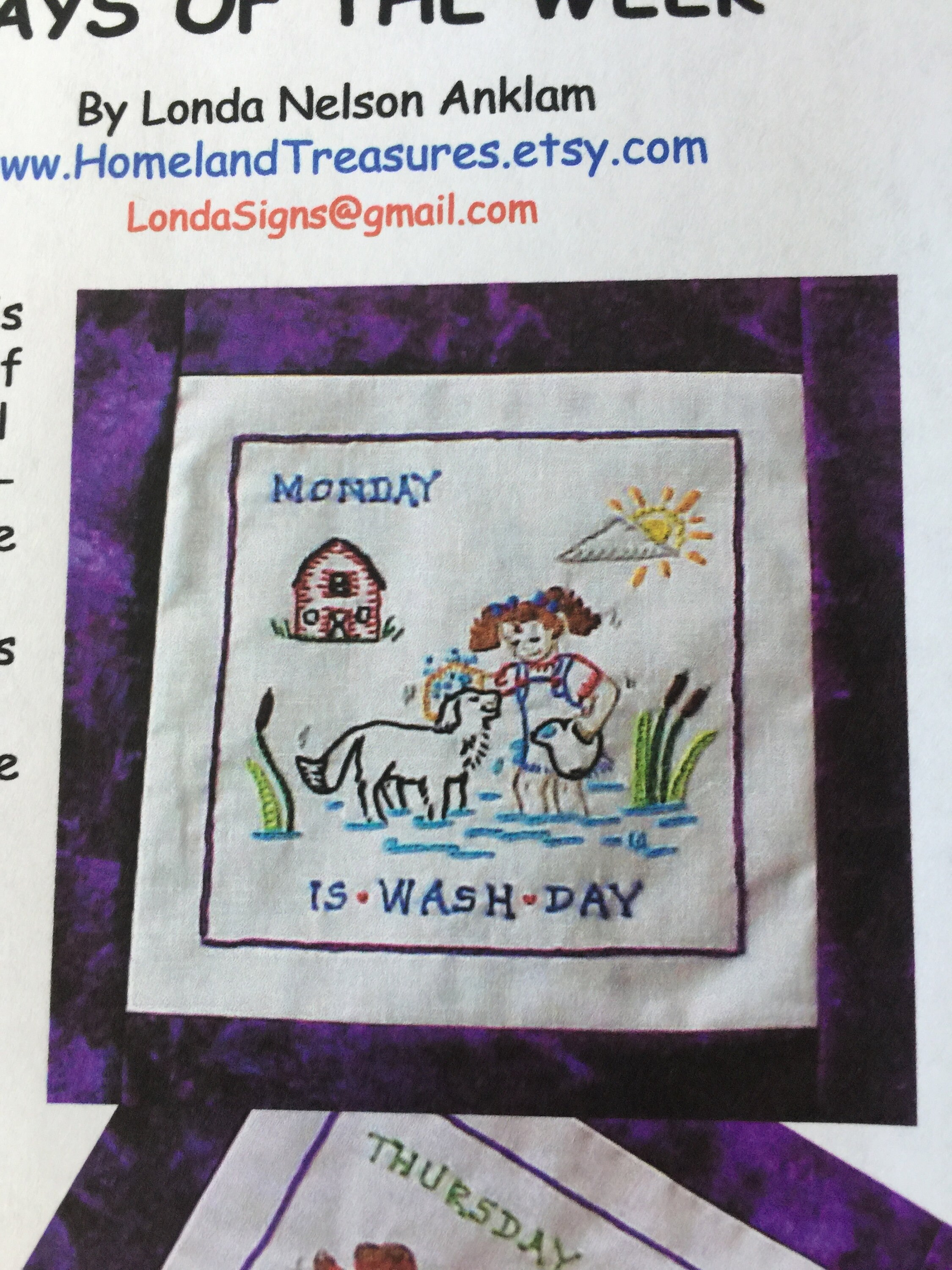 DAYS of the WEEK Embroidery Patterns - Etsy