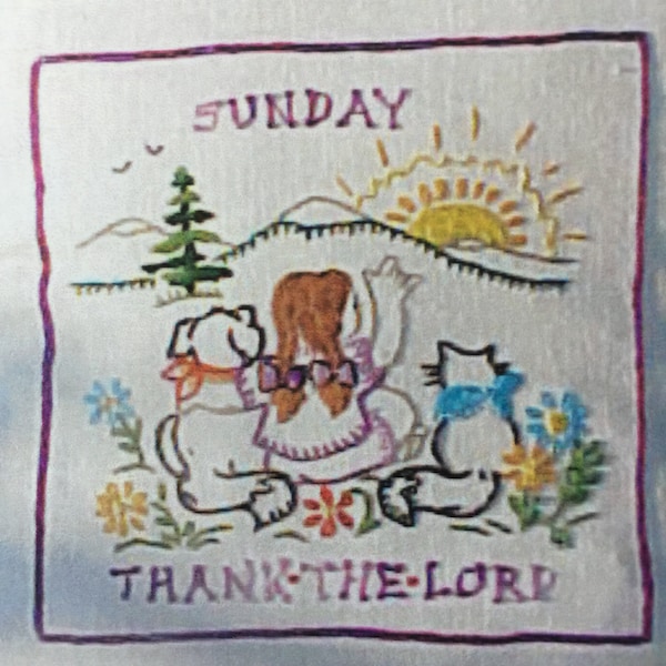 Days of the Week Embroidery Patterns - Etsy