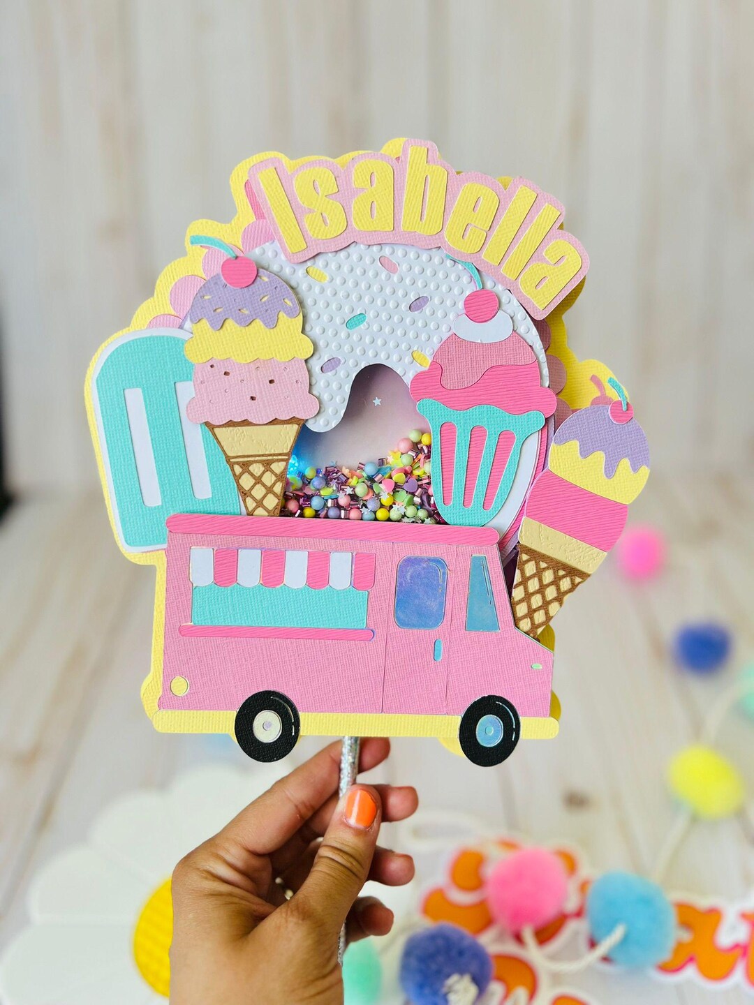 Ice Cream Cake Topper Shaker- Ice Cream Party- Ice Cream Birthday - Etsy