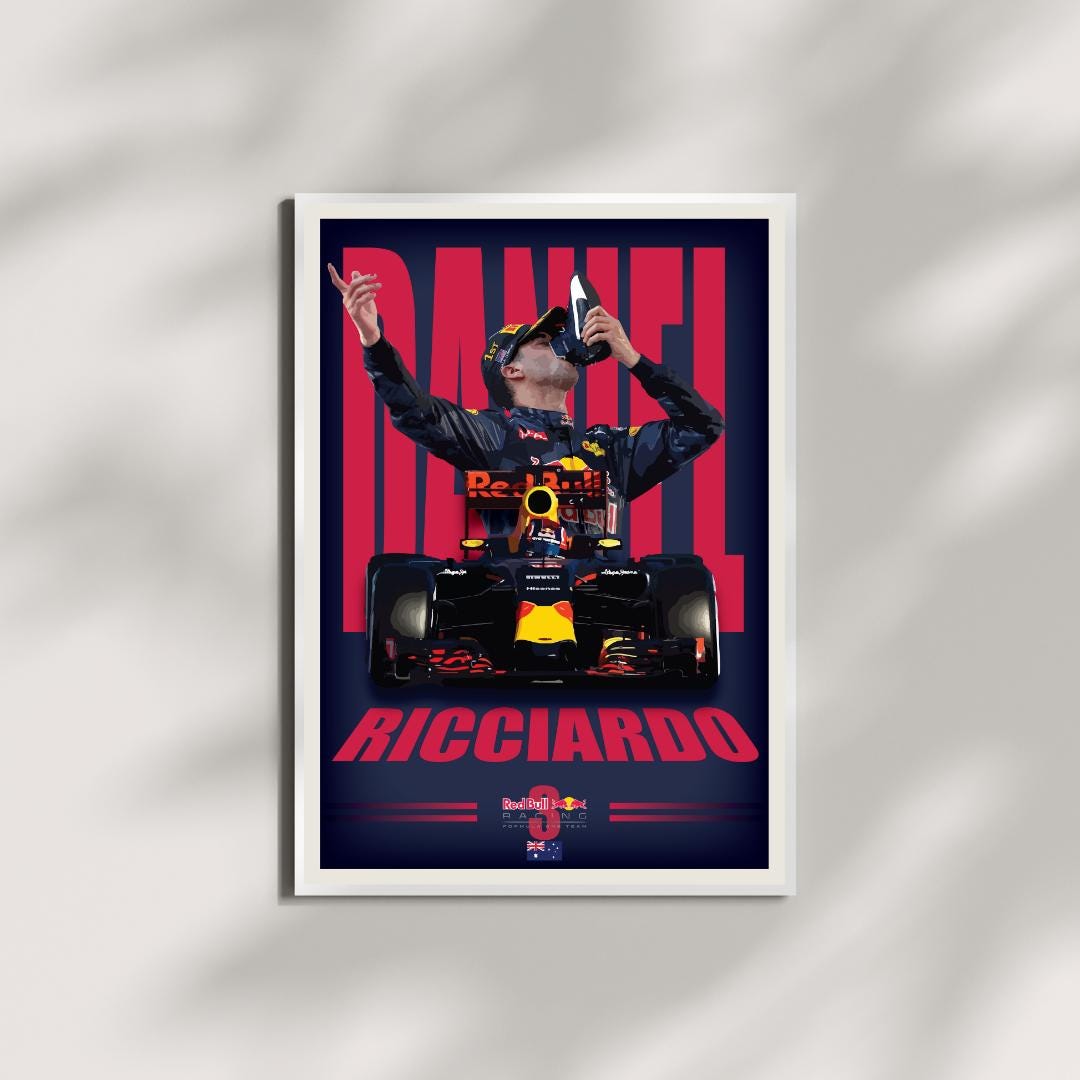 Daniel Ricciardo F1 Poster: 2016 Red Bull Racing Print - Etsy Australia