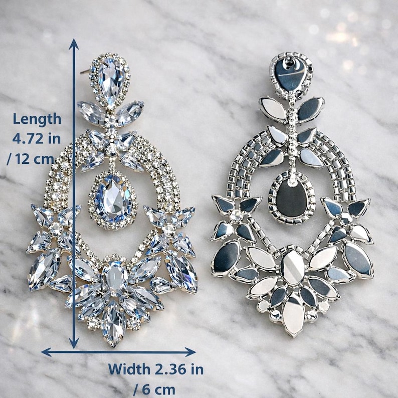 Oversized Crystal Chandelier Earrings, Statement Drop Earrings, Bridal ...