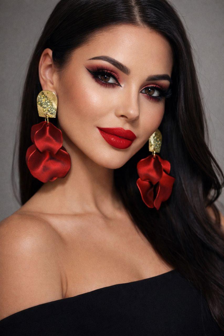 Red Statement Earrings, Red Flower Earrings, Wedding Guest Earrings ...