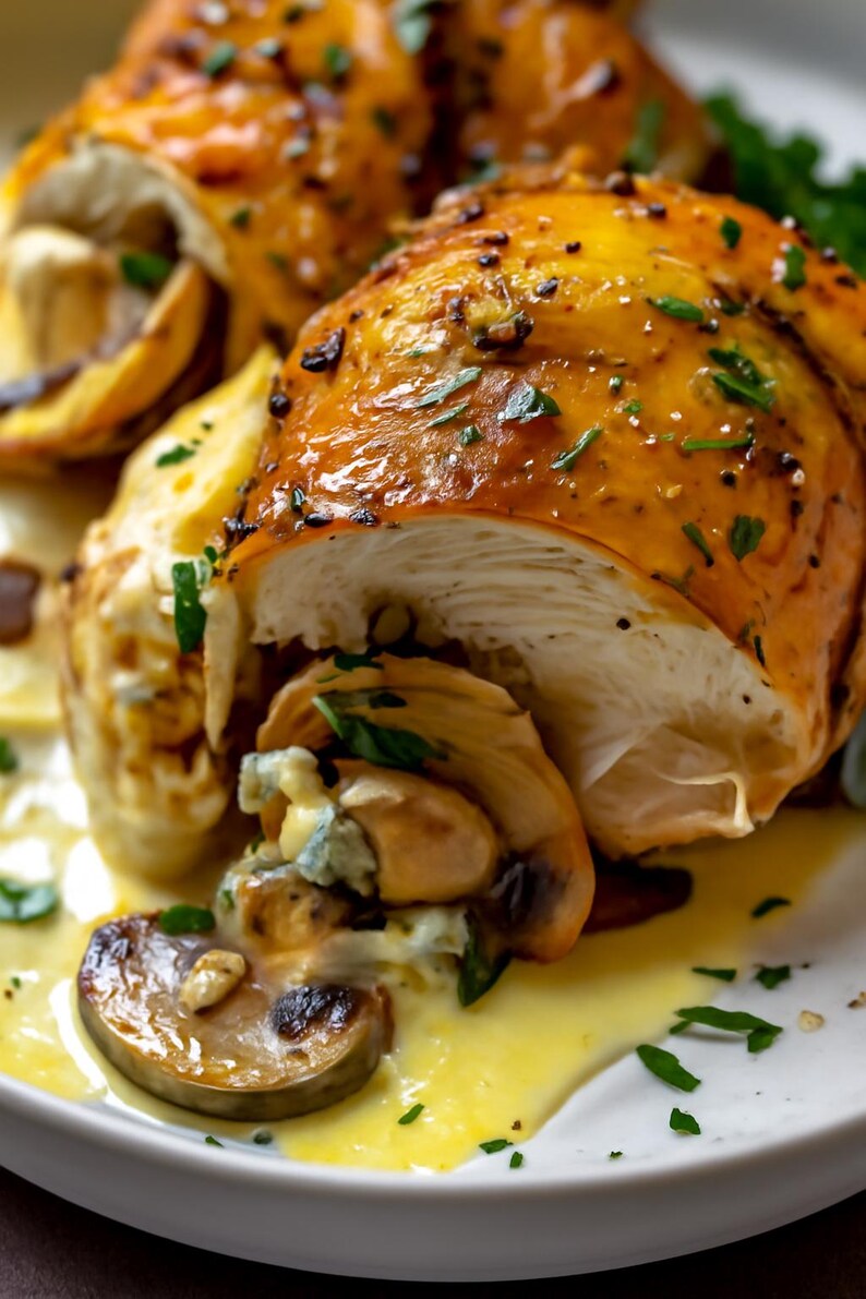 Cheesy Garlic Butter Mushroom Stuffed Chicken Recipe Easy and Yummy ...