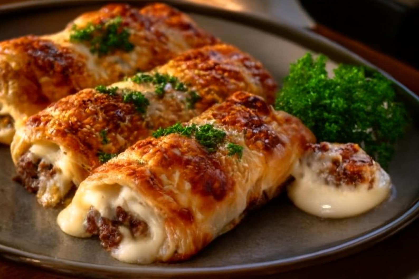 Puff Pastry Rolls Recipe Filled With Cheese and Meat, Savory Bake ...
