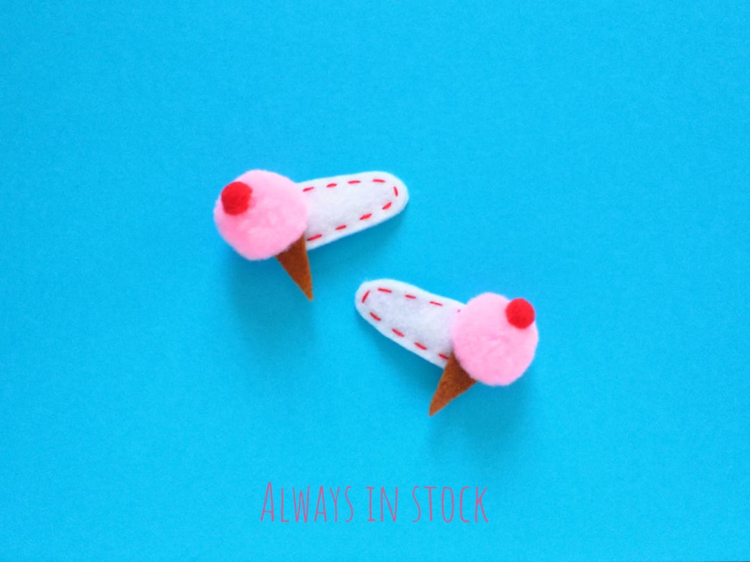 Set of 2 Custom Ice Cream Cone Hair Clips; Toddler Girl's Customizable ...