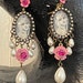 Hollywood Starlet Earrings Surrounded by Pearls and Pink Flowers. #47 ...
