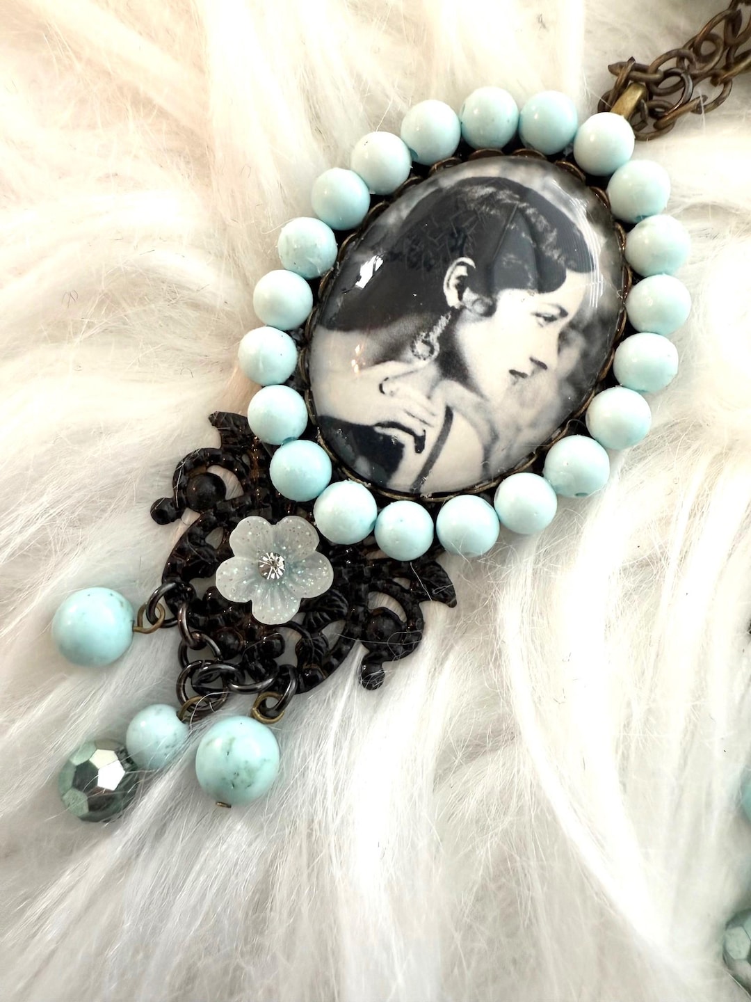 Cameo Woman Starlet Necklace Robins Egg Blue FREE SHIP #70 - Etsy