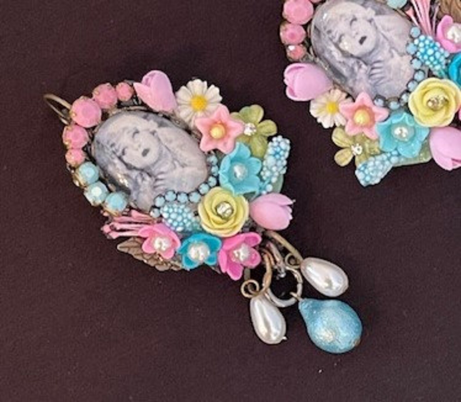 Old Hollywood Starlet, Mae Murray, Earrings With Rhinestones and Pastel ...