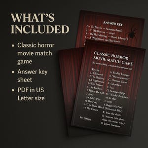 Classic Horror Movie Match Game – Printable Halloween Party Game ...
