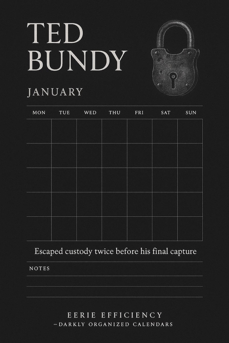 Serial Killer Facts Calendar | Perpetual Gothic True Crime Planner | 12 ...