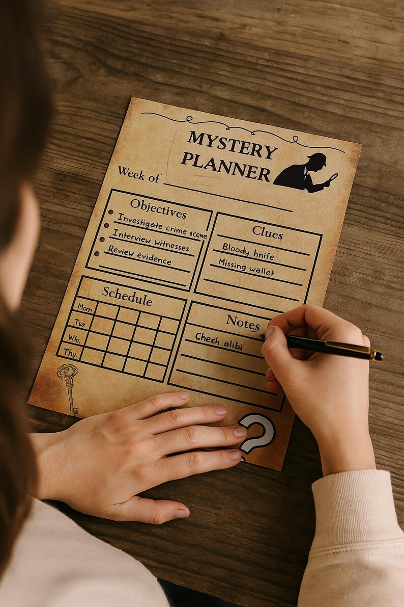 Gothic Mystery Planner Printable: Dark Academia Detective Daily Sheet ...
