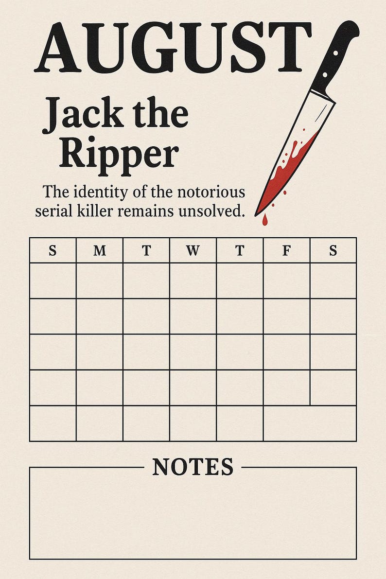 Serial Killer Facts Calendar | Perpetual Gothic True Crime Planner | 12 ...
