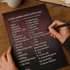 Classic Horror Movie Match Game – Printable Halloween Party Game ...